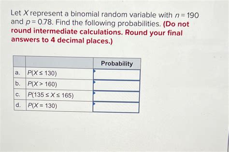 Solved Let X ﻿represent A Binomial Random Variable With