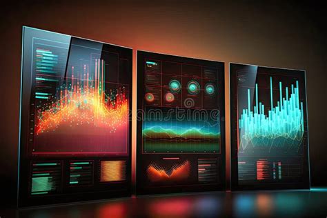 Abstract Data Visualization On Digital Screens Ai Generated