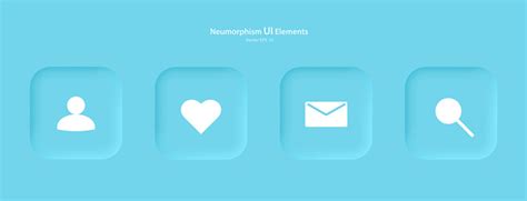 파란색으로 사용자 인터페이스를 디자인하기 위한 버튼 세트입니다 요소 Neumorphism 스타일의 모바일 장치 아이콘 Ui Ux
