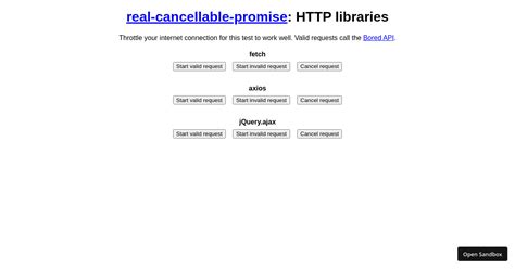 Real Cancellable Promise Libraries Forked Codesandbox