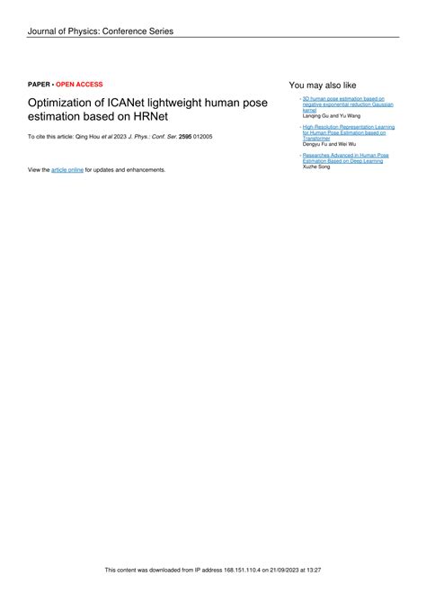 Pdf Optimization Of Icanet Lightweight Human Pose Estimation Based On Hrnet