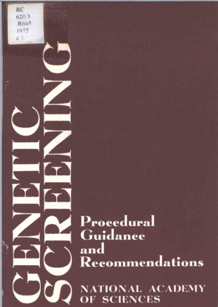 Genetic Screening Procedural Guidance And Recommendations The