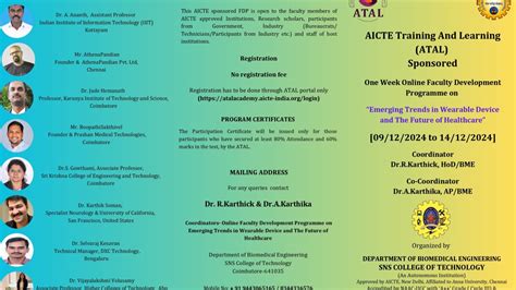 Faculty Development Programme On Emerging Trends In Wearable Devices