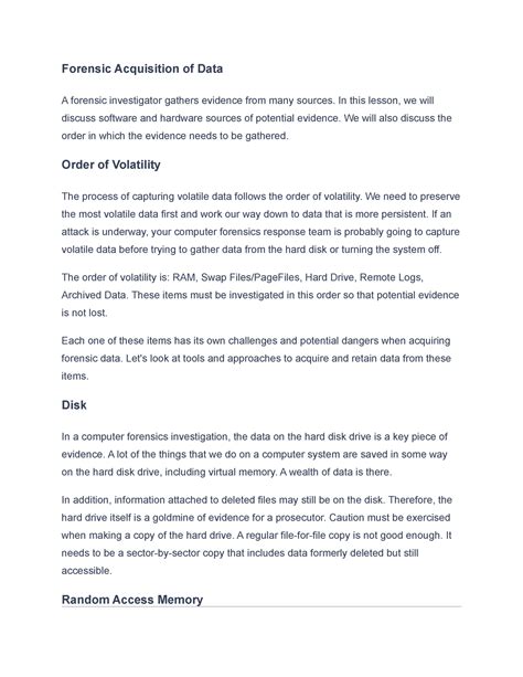 1252 Forensic Acquisition Of Data Forensic Acquisition Of Data A