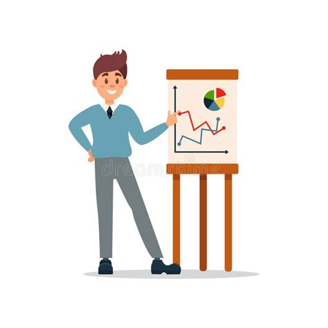 Businessman Making Presentation And Explaining Chart On A Whiteboard Business Character Working