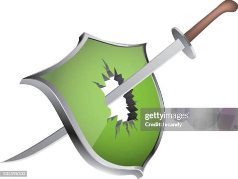Broken Shield Icon High Res Illustrations Getty Images