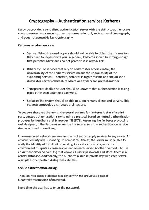 Cryptography Authentication Services Kerberos Cryptography Cryptography Authentication Services Kerberos Cryptography