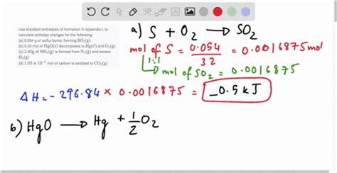 SOLVED Use Standard Enthalpies Of Formation In Appendix L To Calculate