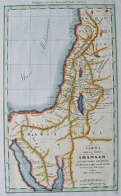 Antique Map Of Canaan Biblical Holy Land