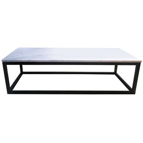 1970s Rectangle Coffee Table Marble And Square Tube Metal Base For Sale At 1stdibs