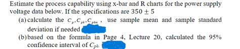 Estimate The Process Capability Using X Bar And R