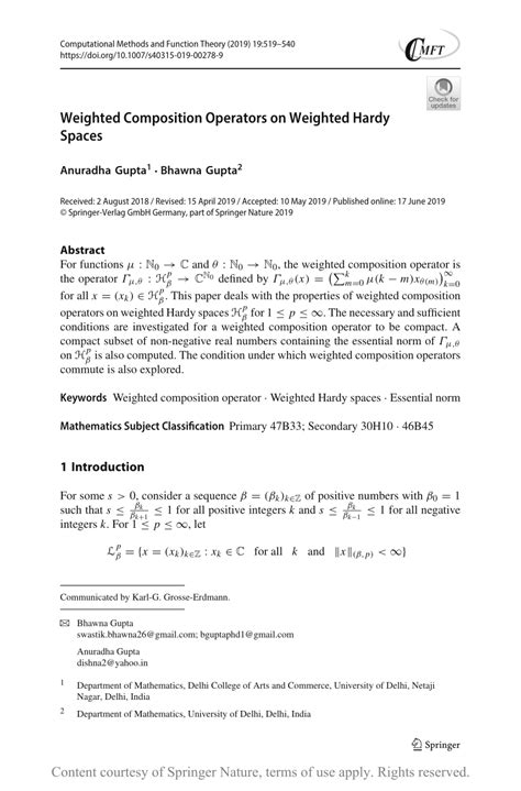 Weighted Composition Operators On Weighted Hardy Spaces Request Pdf
