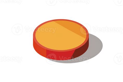 Illustration Of A Single Orange And Red Round Disk Object With A Shadow Ideal For Games