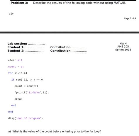 Solved Problem Describe The Results Of The Following Code Chegg