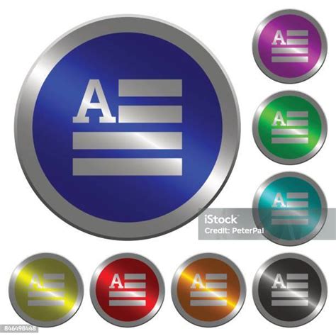 텍스트 이니셜 빛나는 동전 모양의 라운드 컬러 버튼 가장자리에 대한 스톡 벡터 아트 및 기타 이미지 가장자리 강철 금속 Istock