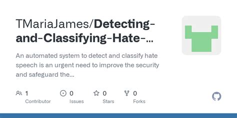 Github Tmariajamesdetecting And Classifying Hate Speech An