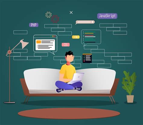 Premium Vector Man Working With Laptop On The Website Development Website Developer Web