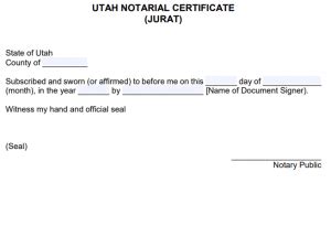 Free Utah Notary Acknowledgement Forms Pdf Word