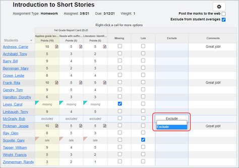 Exclude Assignments From Students Grades