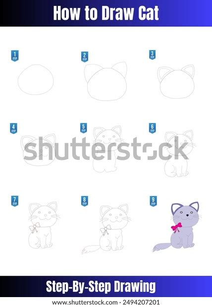 How Draw Cat Step By Step Stock Illustration Shutterstock