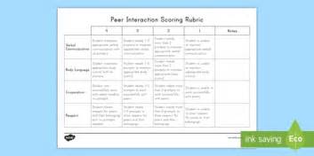Peer Interaction Scoring Rubric Scoring Sheet Interaction Peer Scoring