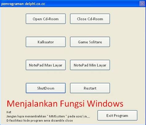 Fungsi Windows Dengan Delphi Nuryanto
