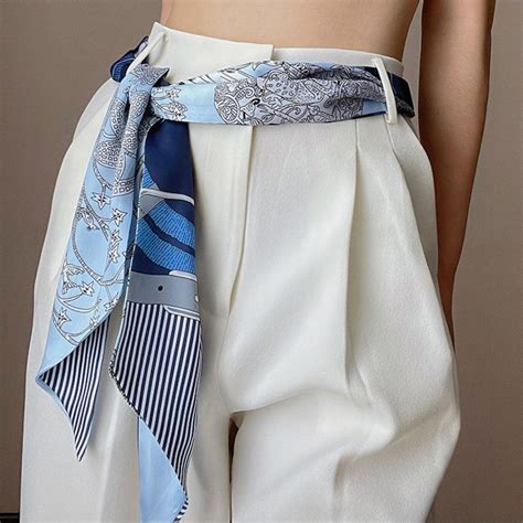 다파라뽐 데일리 여성 고급 쁘띠스카프 실크 방도 양면 리본 머플러 허리띠 가방 머리끈 장식