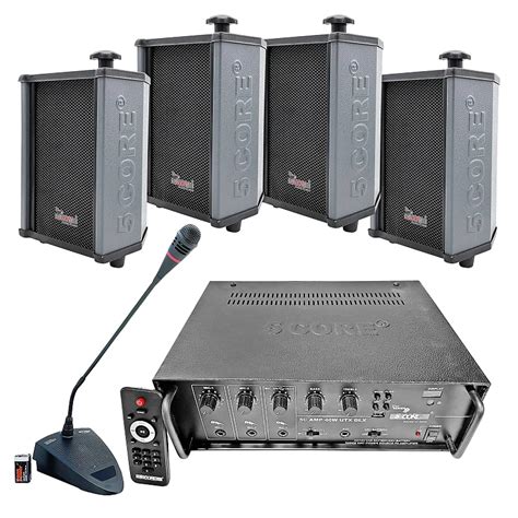 5 Core Pa Paging System With Amplifier With 4 Wall Speakers Reverb