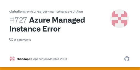 Azure Managed Instance Error Issue Olahallengren Sql Server Maintenance Solution Github
