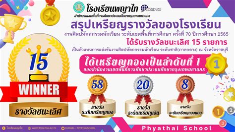 สรุปเหรียญรางวัลโรงเรียนพญาไท งานศิลปหัตถกรรมนักเรียน ระดับเขตพื้นที่การศึกษา ครั้งที่ 70 ปี