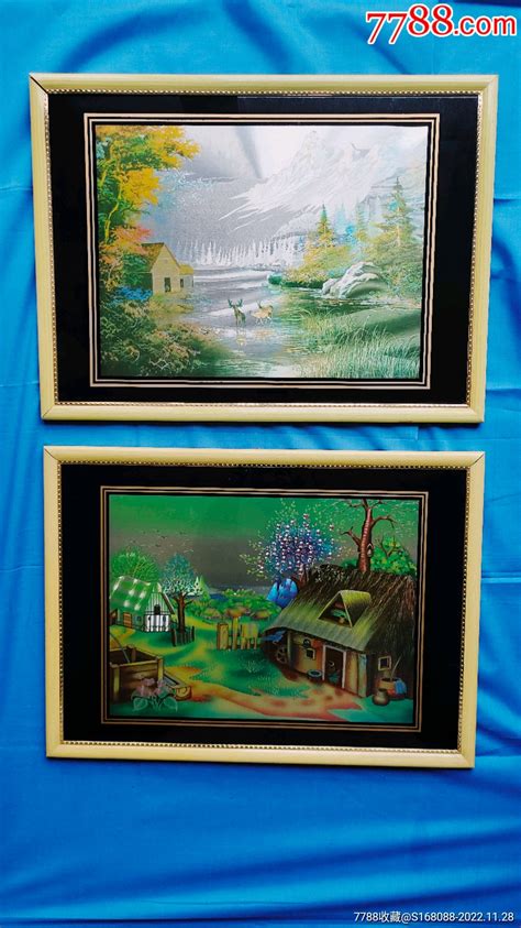 80年代怀旧古董老物件欧式风格挂画西洋画铂金画工艺画装饰画八十年代古董工艺品挂画立体画产地图片收藏价值7788奇石收藏