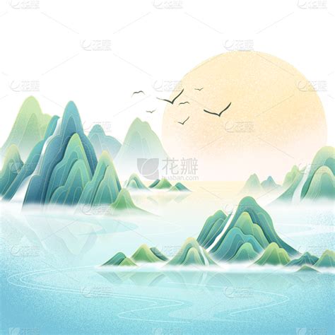 通用中国风国潮山水免抠元素素材