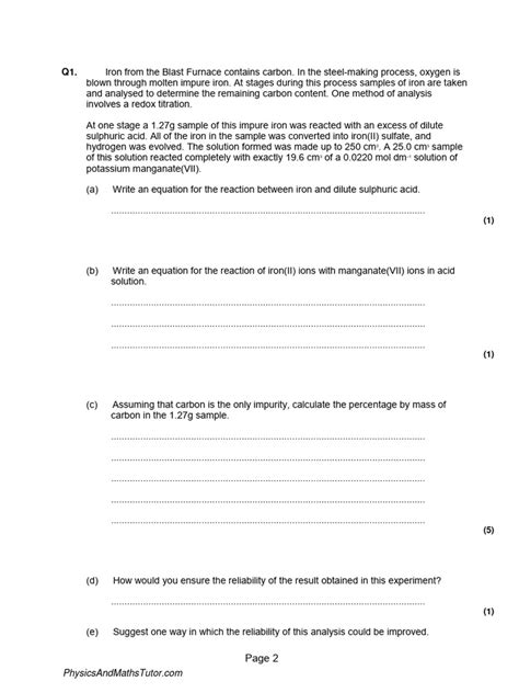 Balanced Equations And Associated Calcs 13 Qp Pdf