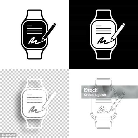 스마트 워치의 전자 서명 디자인 아이콘입니다 빈 흰색 및 검은색 배경 선 아이콘 개념에 대한 스톡 벡터 아트 및 기타 이미지 개념 검은색 검정색 배경 Istock