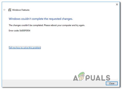 Fix Error Code 0x800f0954