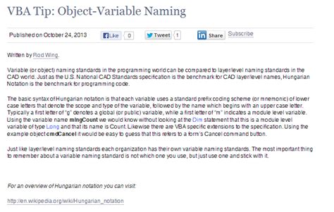 VBA Tip Variable Declaration EnvisionCAD