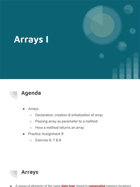Introduction To Arrays Declaration Initialization Passing Arrays To