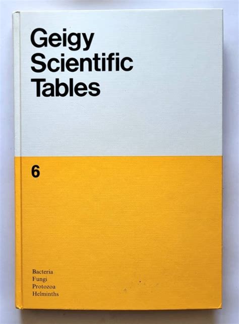 Geigy Scientific Tables Volume 6 Bacteria Fungi Protozoa Helminths