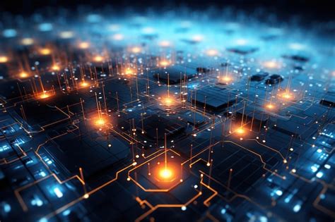 Premium Ai Image Digital Circuitry With Glowing Nodes