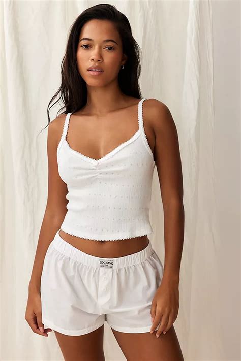 Bdg White Cotton Boxer Shorts Urban Outfitters Uk