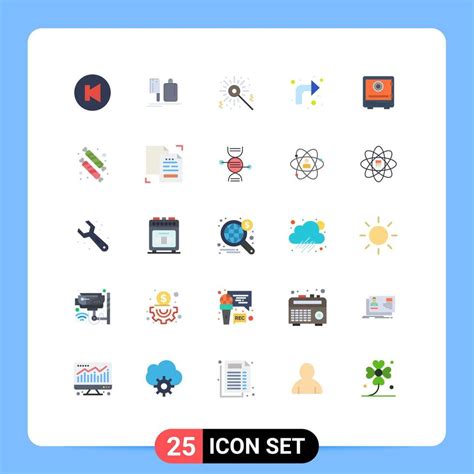 Mobile Interface Flat Color Set Of 25 Pictograms Of Deposit Safe Bengal Right Reload Editable