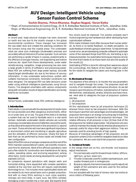 Auv Design Intelligent Vehicle Using Sensor Fusion Control Scheme Download Free Pdf