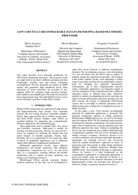 Pdf Low Cost Fully Reconfigurable Data Path For Fpga Based Multimedia Processor