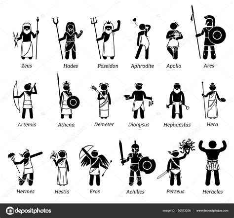그리스 신들과 캐릭터 아이콘 스톡 벡터 ©leremy 195573266