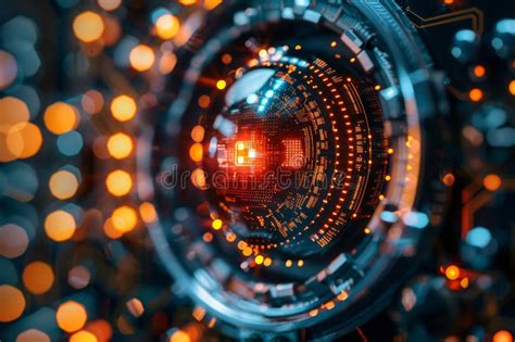 Abstract Technology Core Glowing Energy Quantum Computing Artificial Intelligence Cybersecurity