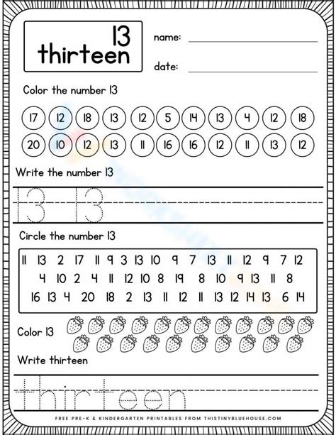 Number 13 Worksheet Fun Activities And Exercises For Learning The