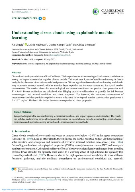 Pdf Understanding Cirrus Clouds Using Explainable Machine Learning