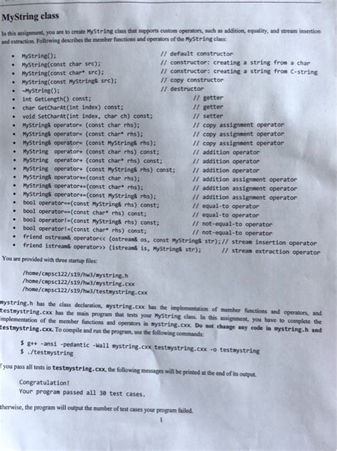 Solved Ystring Class Tring Class That Supports Custom