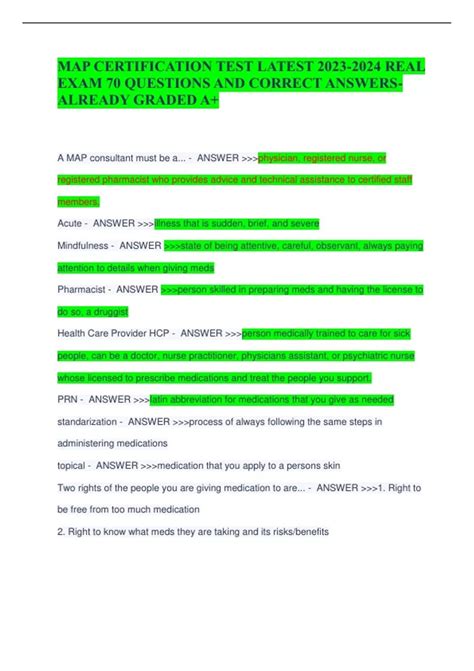 Map Certification Test Latest Real Exam 70 Questions And Correct