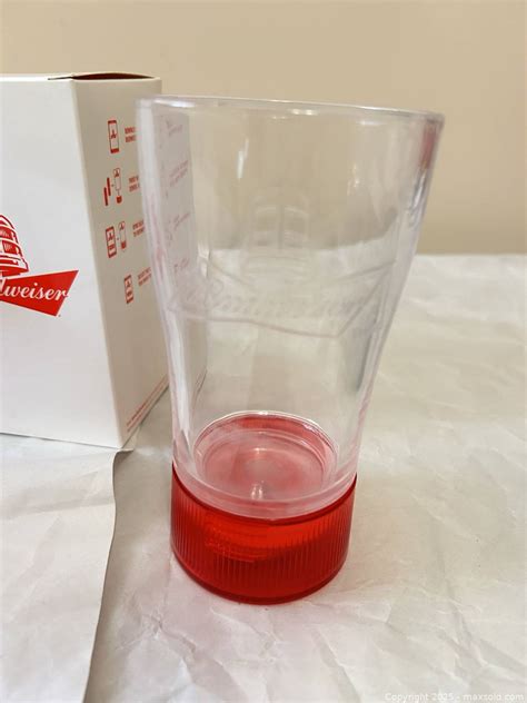 Three Budweiser Red Light Goal Glasses Maxsold